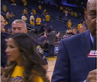 NBA Finals: Warriors security guard gets caught staring (Video)