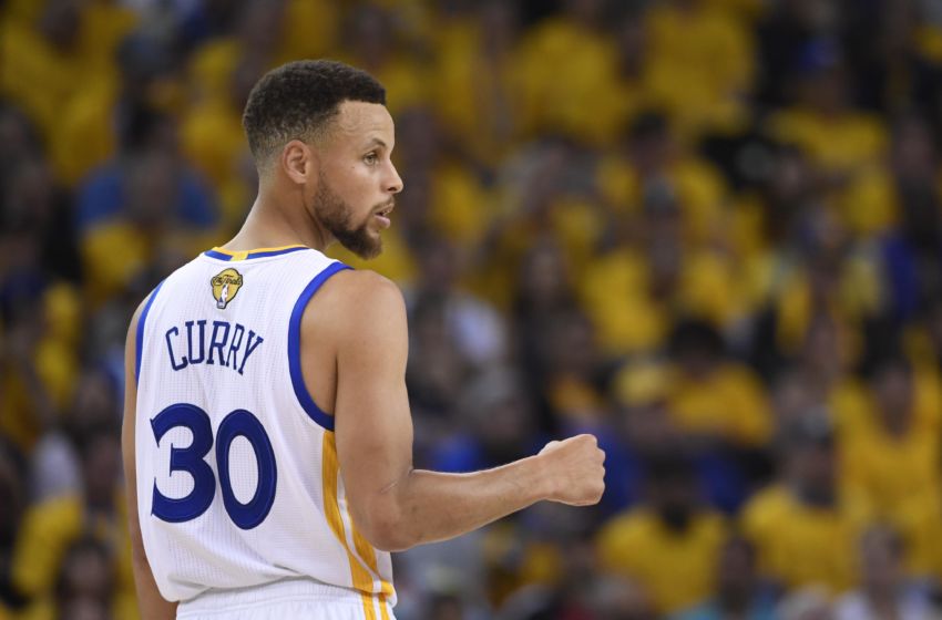 2017 NBA Finals: Steph Curry takes a quick nap during Game 2